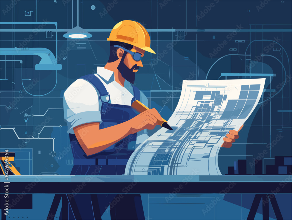 Futuristic Blueprint Engineer: A Talented Designer Crafting the ...