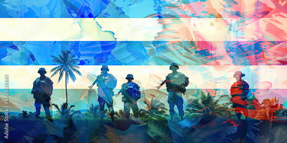 The Blue and White: The Flag of Costa Rica with Soldiers in ...