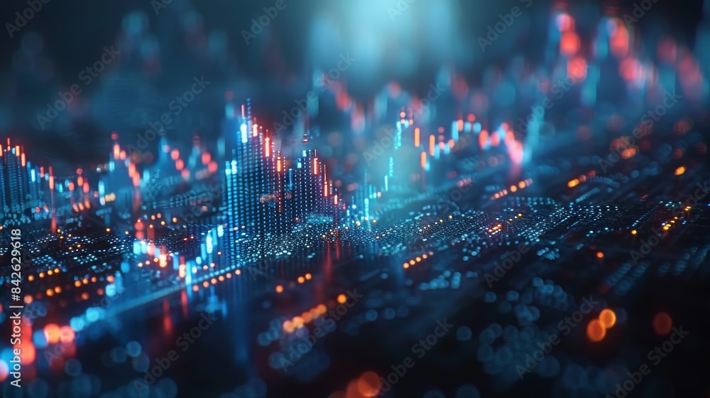 stock chart going up icon, blue hue, minimalistic style, sharp edge ...