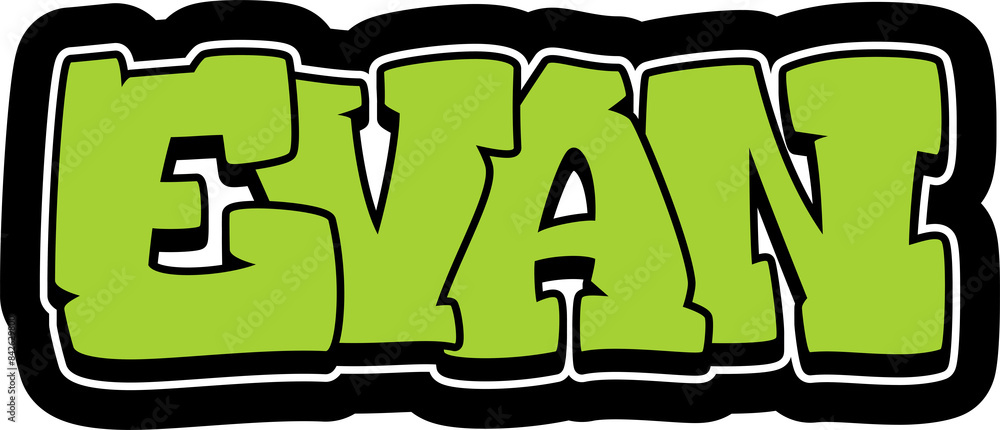 EVAN Graffiti Name, street art urban wall tag style font, sticker ...