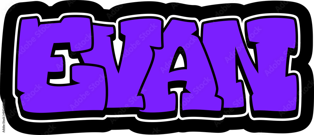 EVAN Graffiti Name, street art urban wall tag style font, sticker ...