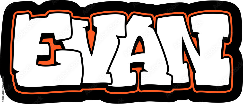 EVAN Graffiti Name, street art urban wall tag style font, sticker ...