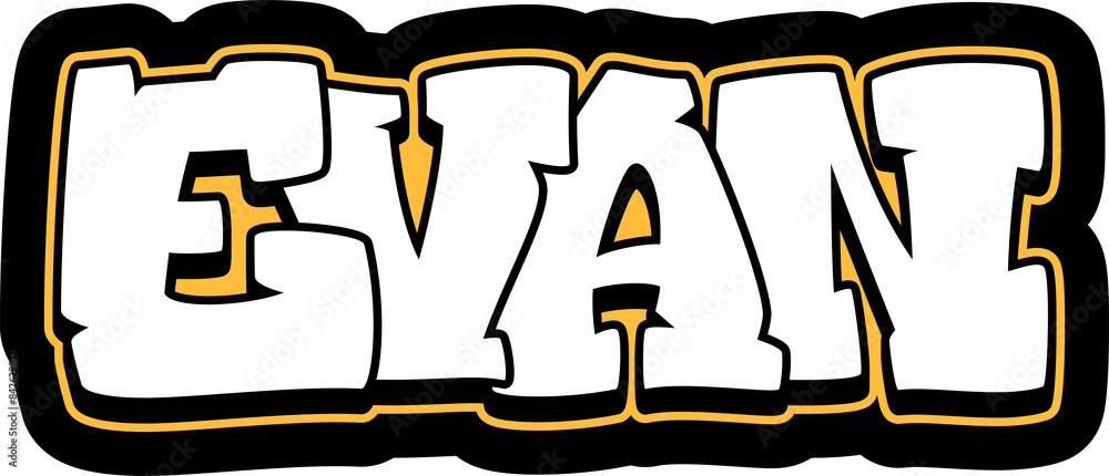 EVAN Graffiti Name, street art urban wall tag style font, sticker ...