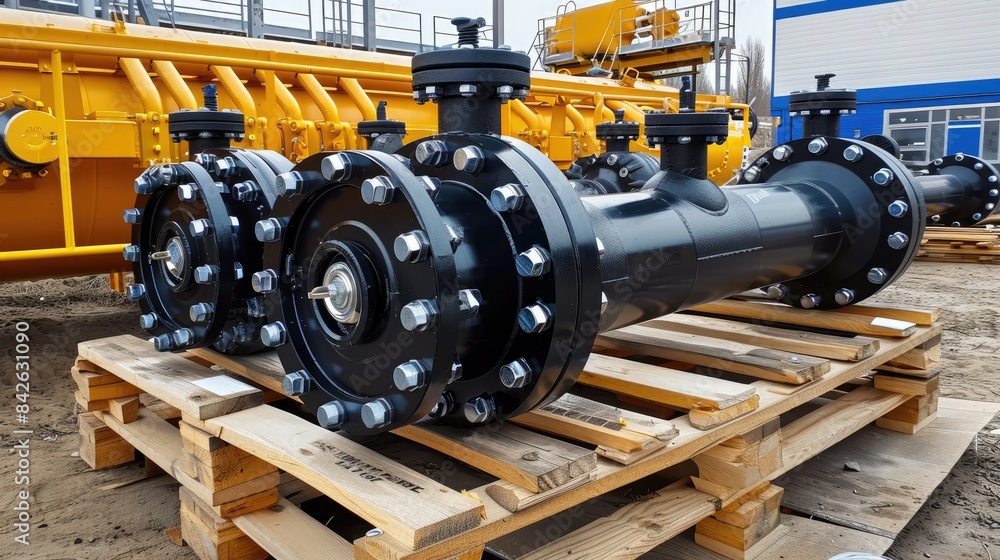 500mm fresh black multi joint unit with gate valve and pipe fittings on ...