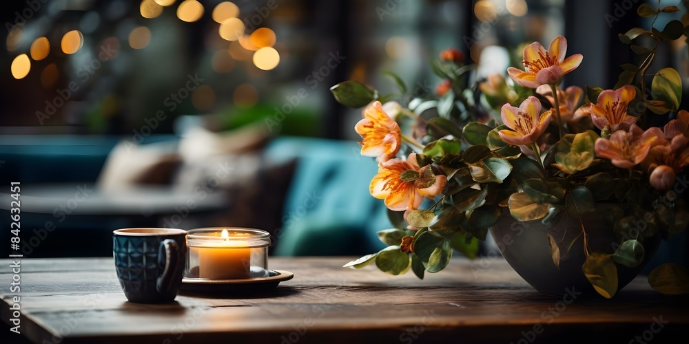 Beautiful coffee shop photo with cozy table setup ideal for a cafe ...