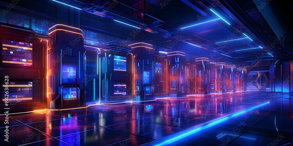 Cyber Neon Clipart for Secure Network Server Projects in a Futuristic ...