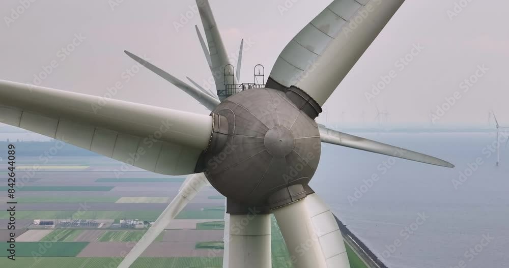 Renewable energy source. Windmill park green energy from drone view ...