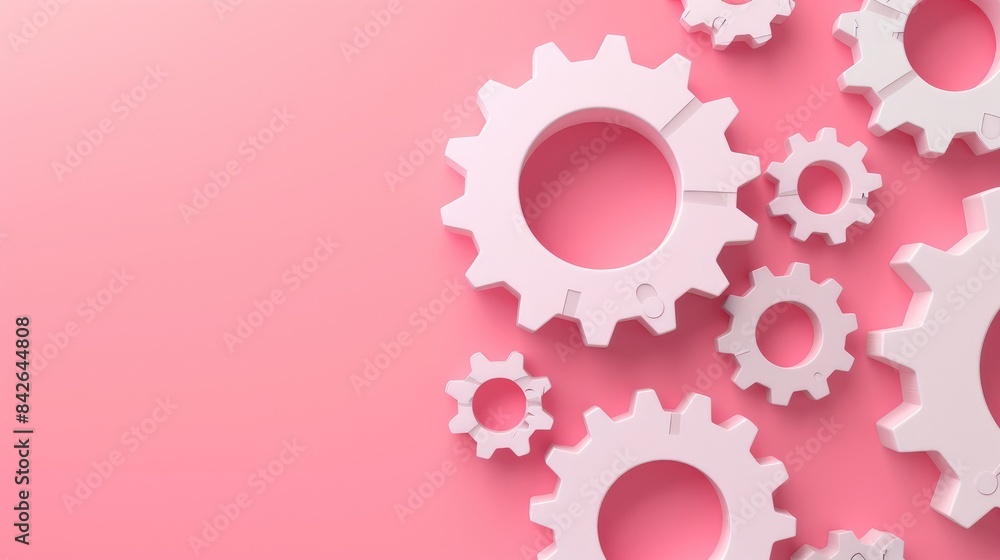 Isolated Setting icon on pink and white background with cog and gear ...