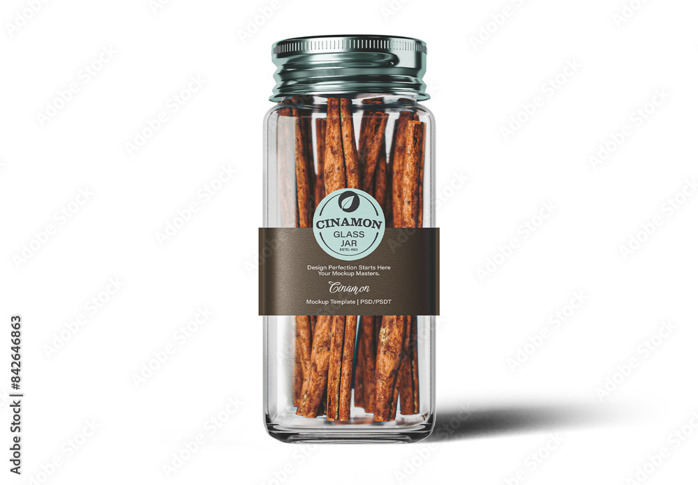 Cinnamon Glass Jar Mockup Stock Template | Adobe Stock