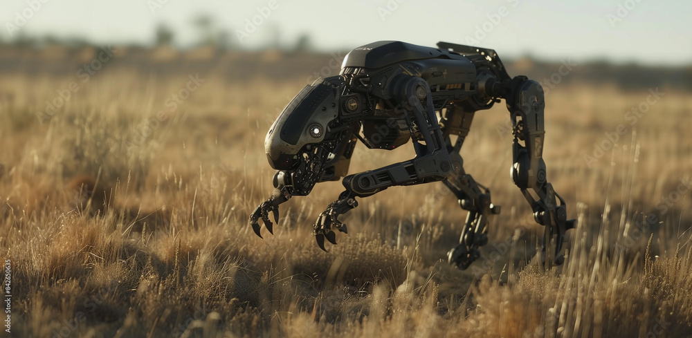 Futuristic robotic dog, resembling a high-tech quadruped with advanced ...