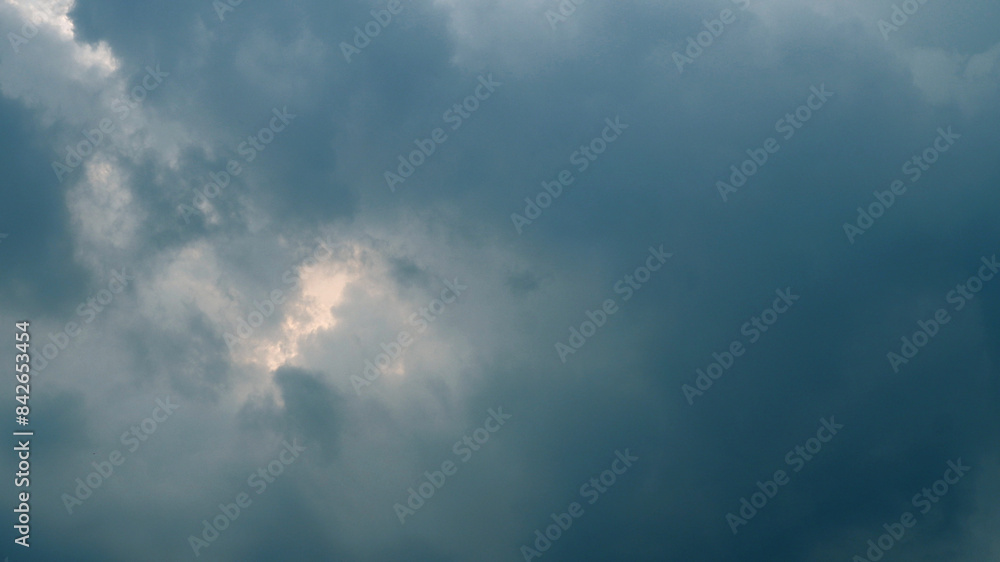 Dark blue cloud before rain. Abstract blue gradient of cloud sky with a ...