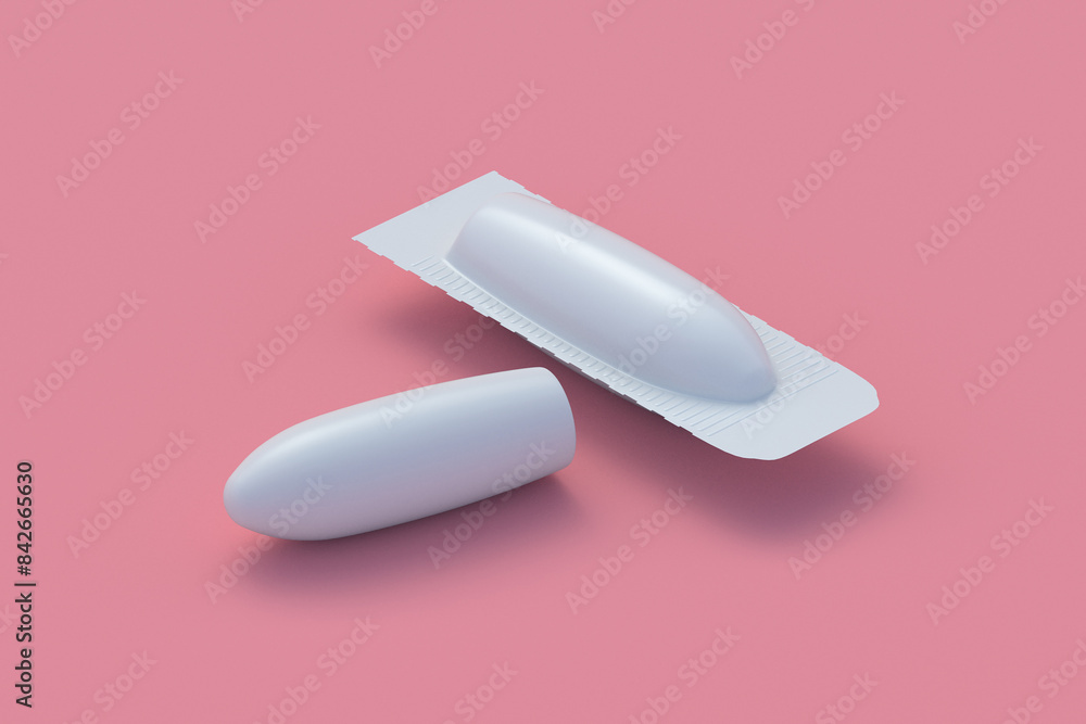 Suppositories for vaginal or anal use on pink background. Candles for ...