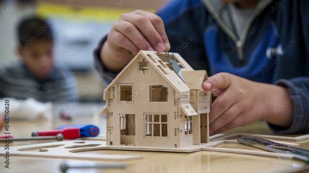 A handson activity where students build a small model house using ...