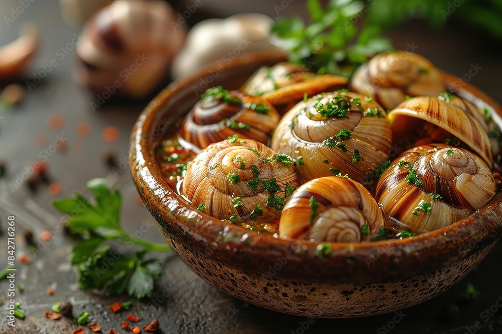 Escargots de Bourgogne A dish of Escargots de Bourgogne with snails in ...