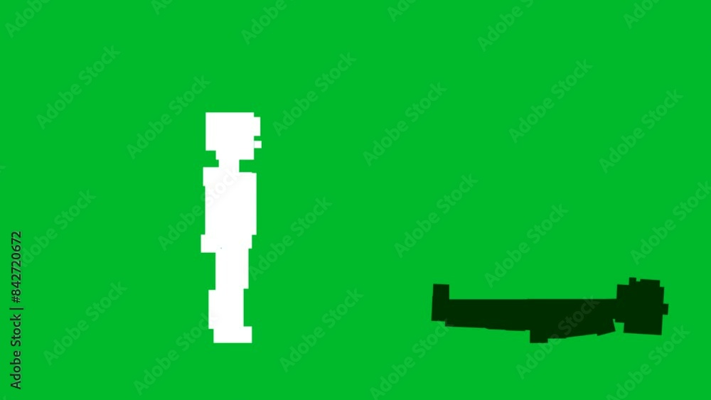 Game animation in 8-bit style of street fight on green background ...