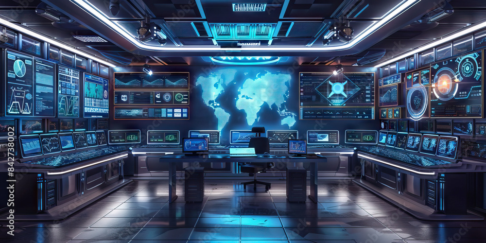 Cybersecurity Operations Center: High-Tech Workspace with Threat ...