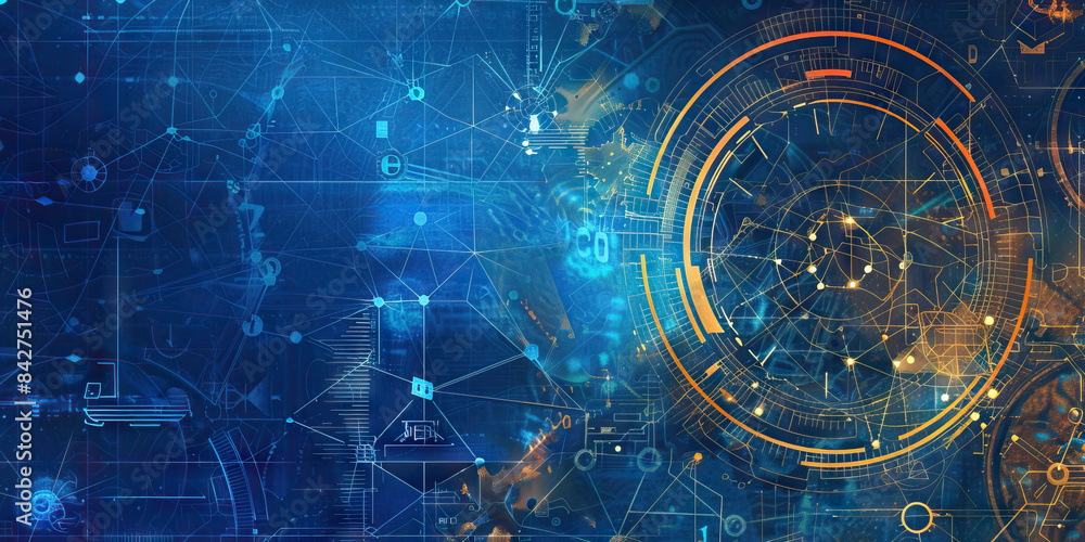 Visionary Architect: Abstract blueprint with visionary elements ...