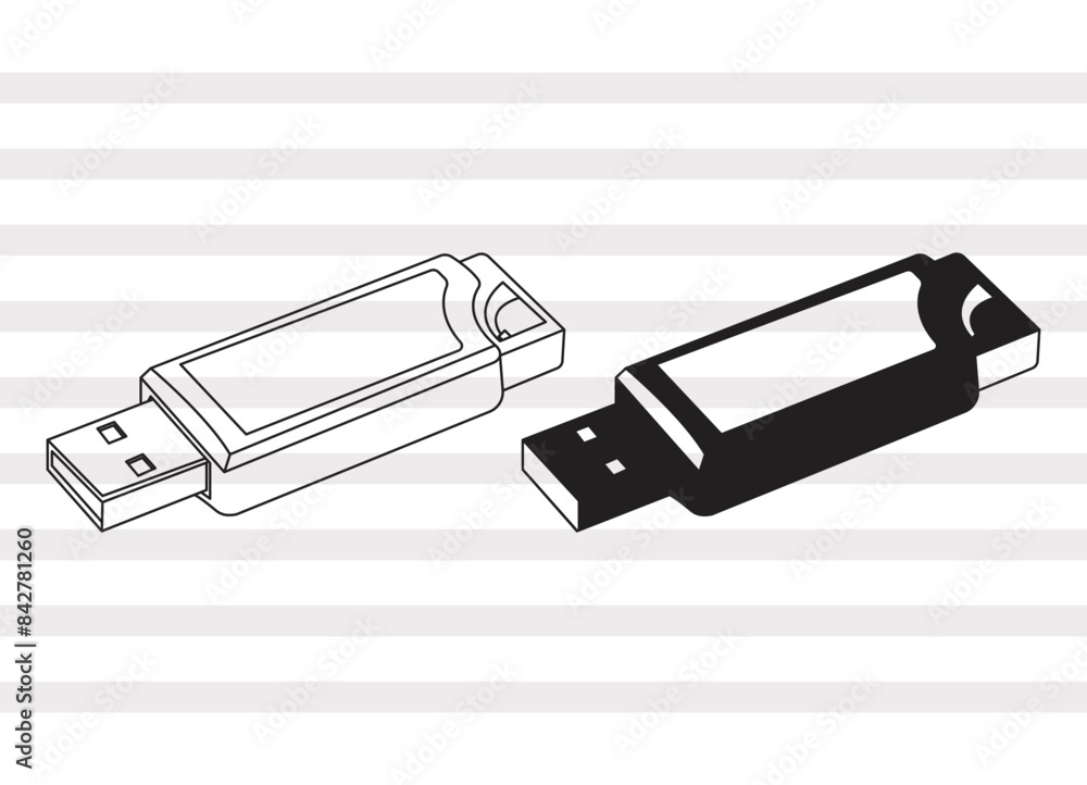 USB Flash Drive SVG, USB Drive Silhouette, USB Storage Svg, Pen Drive ...
