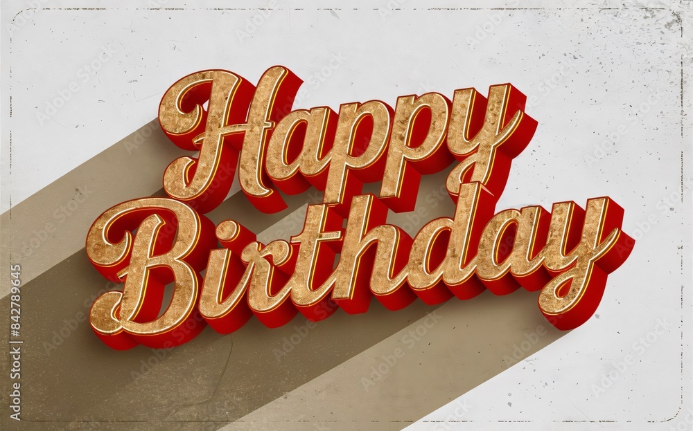 "Happy Birthday" text in a bold, cursive font with a vibrant red and ...
