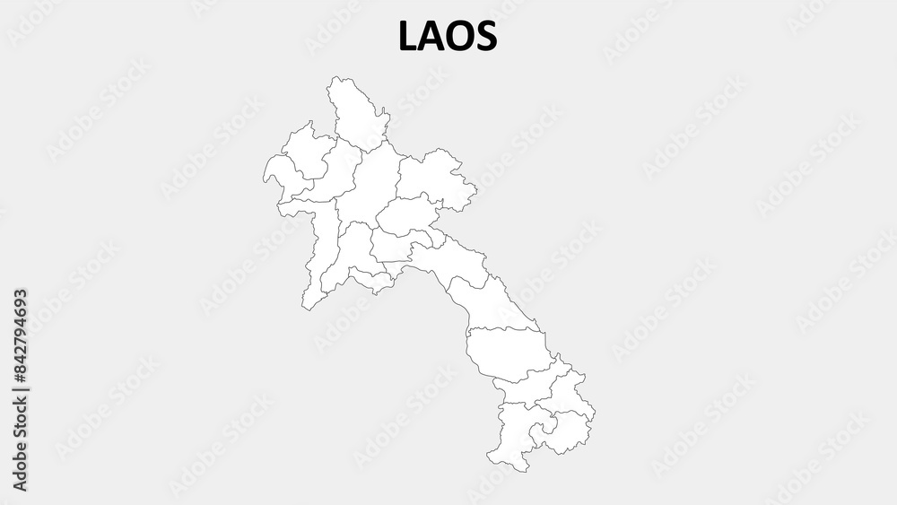 Laos Map. State map of Laos. Administrative map of Laos with states ...