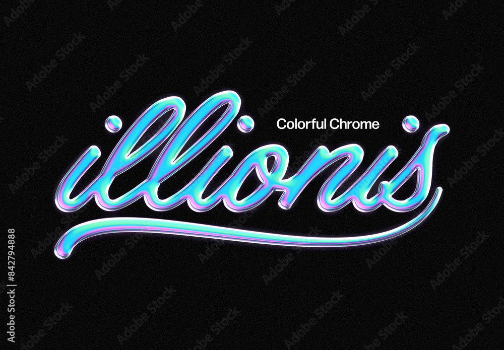 Blue Chrome Text And Logo Effect Mockup Stock Template | Adobe Stock