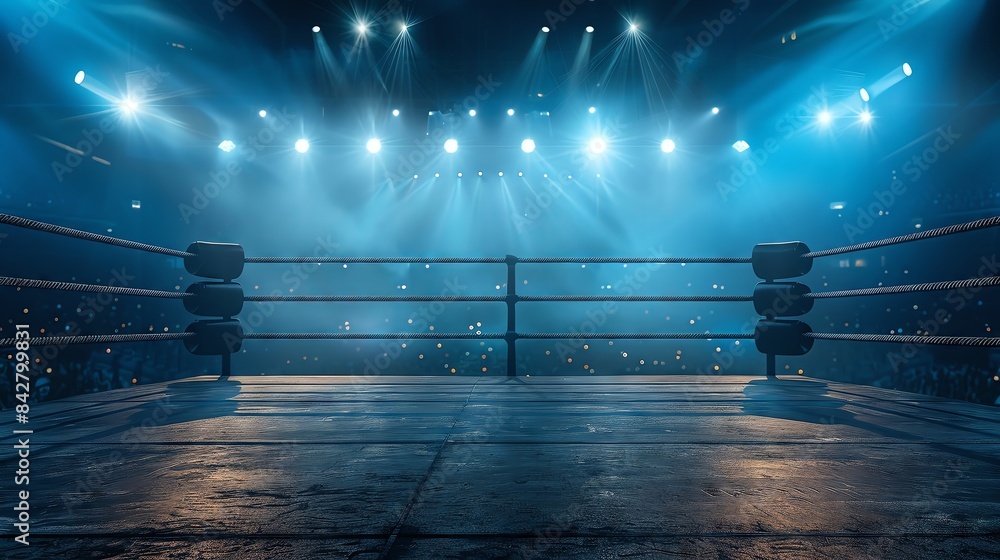 Arena Ring Boxing box sport fight rope night spotlight spotlit view ...
