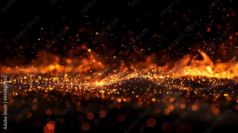 Fire embers particles over black background. Fire sparks background ...