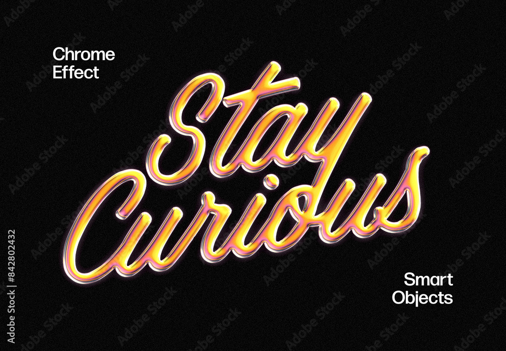 Yellow Chrome Text And Logo Effect Mockup Stock Template | Adobe Stock