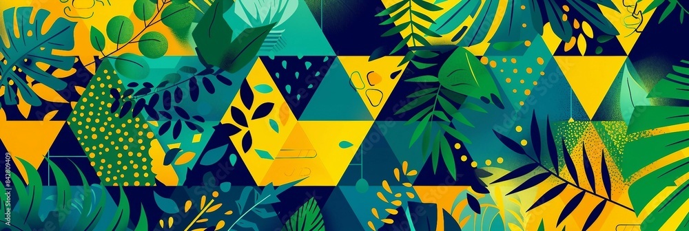 Brazilian-themed background featuring geometric shapes in vibrant green ...