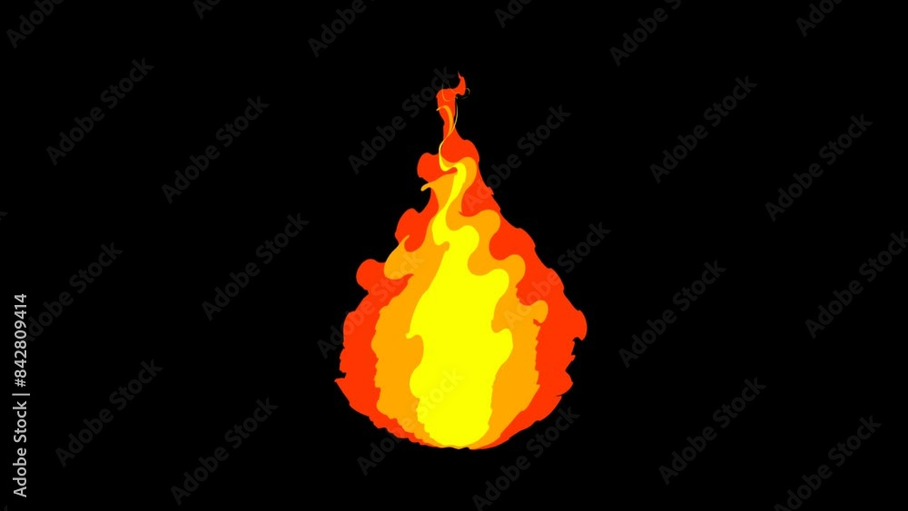 Fire animation with a cartoon fire effect on a transparent background ...