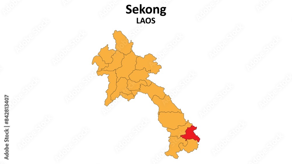 Sekong Map in Laos. Vector Map of Laos. Regions map of Laos. Stock ...