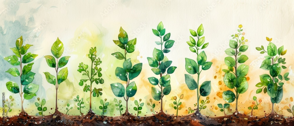 A botanical illustration showcasing the different stages of a plant's ...