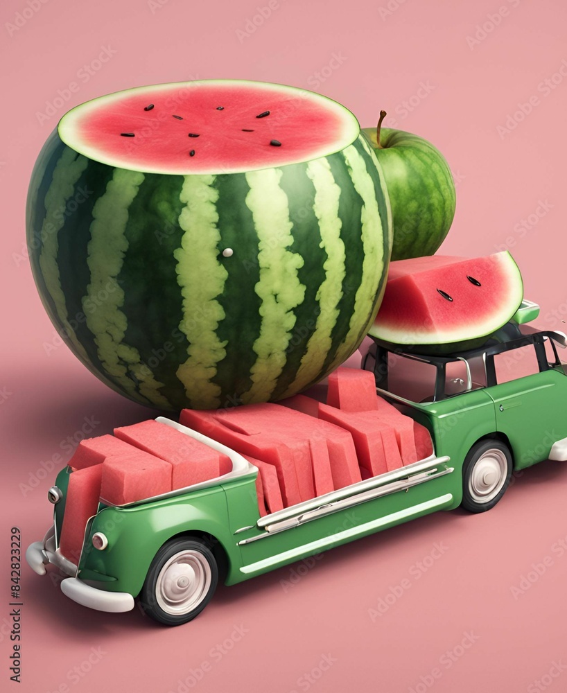 Watermelon and apple Stock Illustration | Adobe Stock