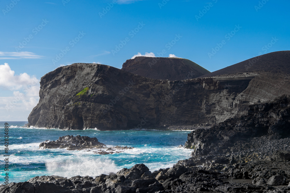 The Capelinhos volcano on Faial Island, the Azores, Portugal. Volcanic ...