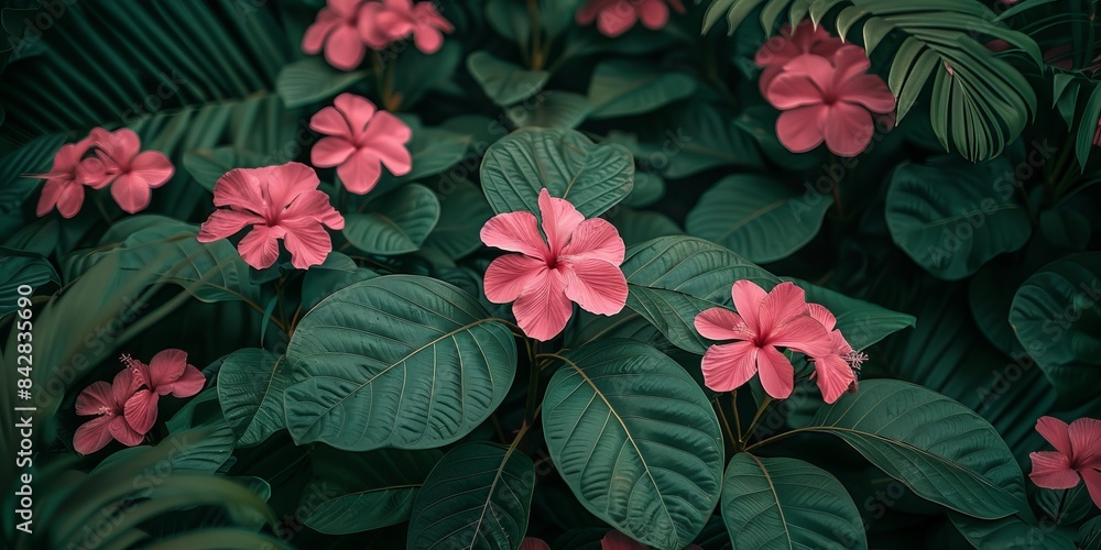 pink flowers of spurge spurge (Euphorbia leucocephala). Concept ...