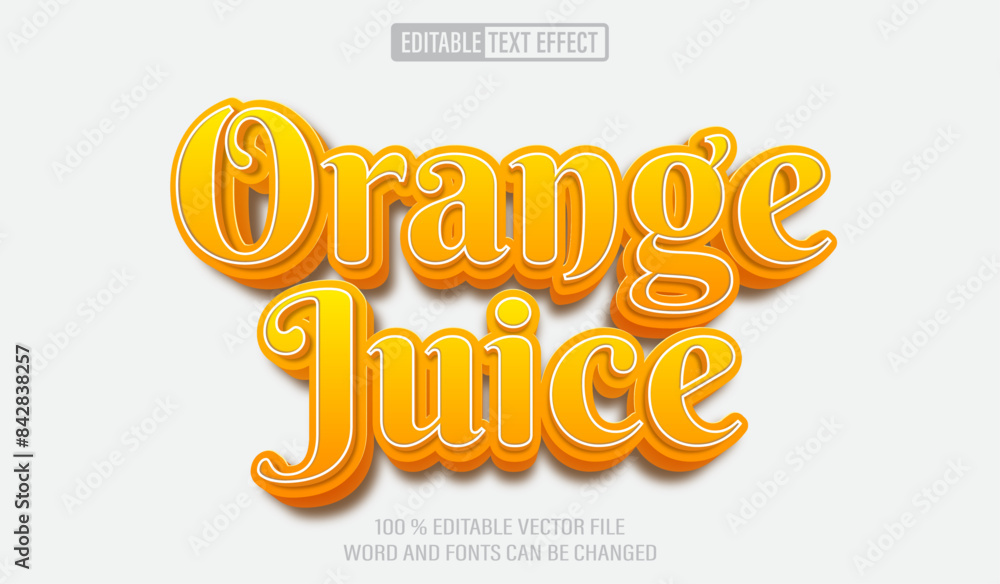 Editable 3d text style effect - Orange juice text effect Template Stock Vector | Adobe Stock