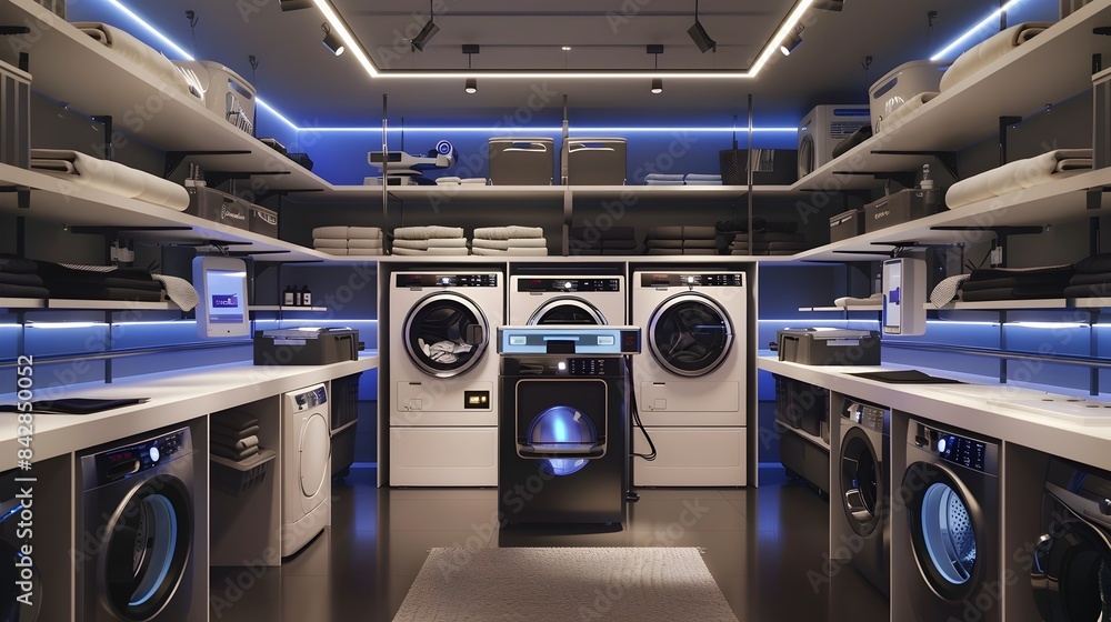 App-Integrated Automated Laundry Room with Smart Folding Devices and ...