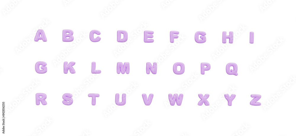 Set pink letter A to Z. Cute pink font letter. Full alphabet of glossy ...