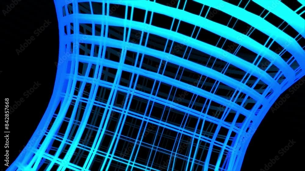 Neon Blue Spiral Building Texture Architecture Geometry Wire Frame ...