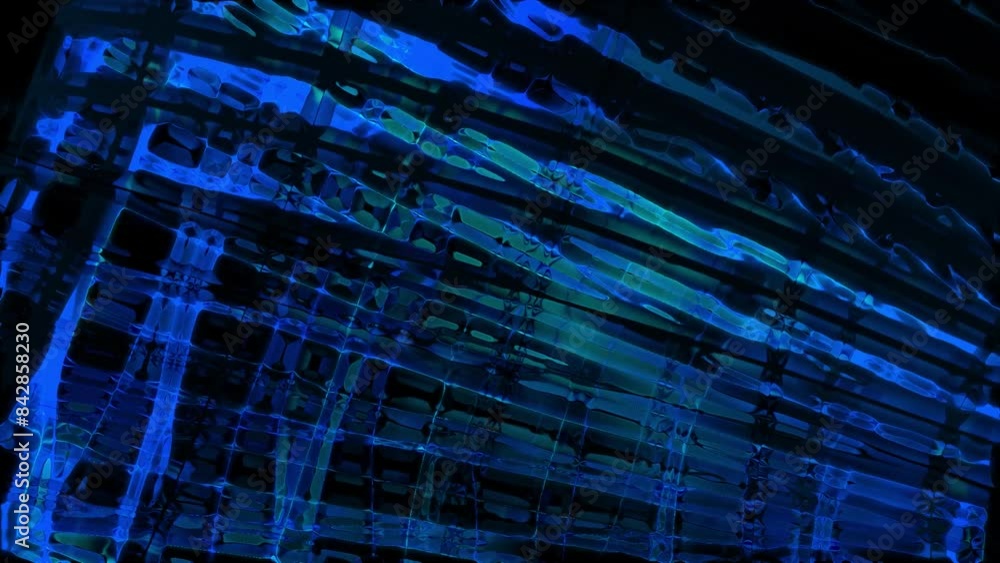 Neon Blue Glass Water Texture Digital Architecture Geometry Animation ...