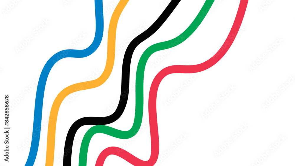 Abstract wavy stripes way of Olympic games colors isolated on ...