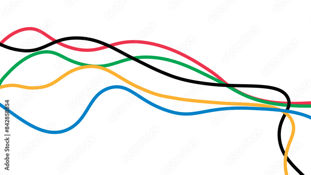 Abstract wavy stripes way of Olympic games colors isolated on ...