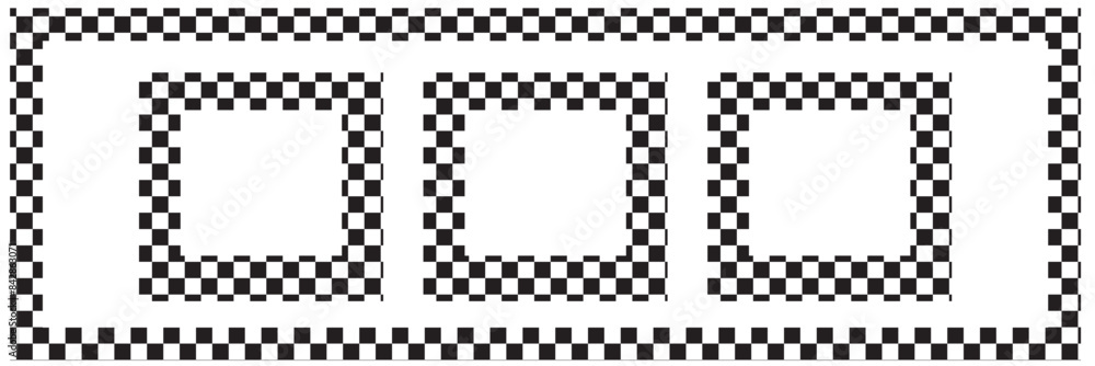 Rectangle frame with checkered print on borders. Rectangular vignette ...