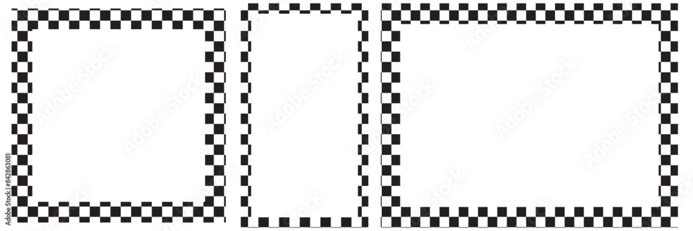 Rectangle frame with checkered print on borders. Rectangular vignette ...