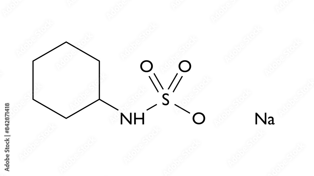 cyclamate molecule, structural chemical formula, ball-and-stick model ...