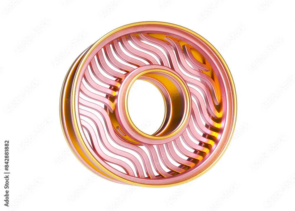 Rose gold letter O with wavy gold lines. High-resolution and realistic ...
