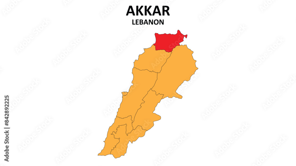 Akkar Map in Lebanon. Vector Map of Lebanon. Regions map of Lebanon ...