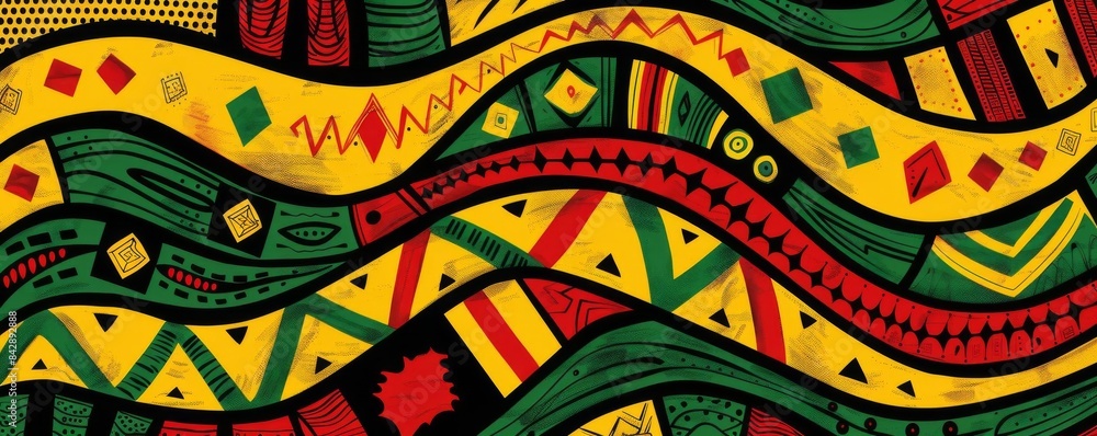 Vibrant tribal wallpaper with dynamic lines and colorful traditional ...