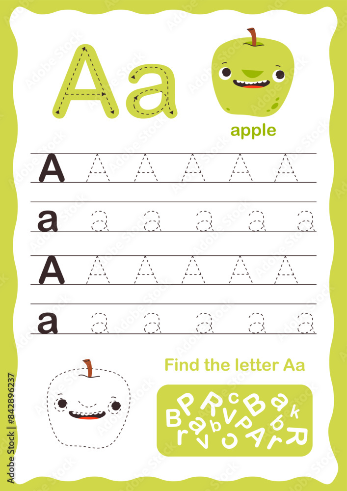 Tracing letters alphabet. Uppercase and lowercase letter A Engish ...