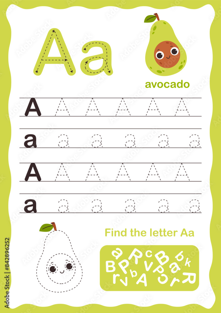 Tracing letters alphabet. Uppercase and lowercase letter A Engish ...